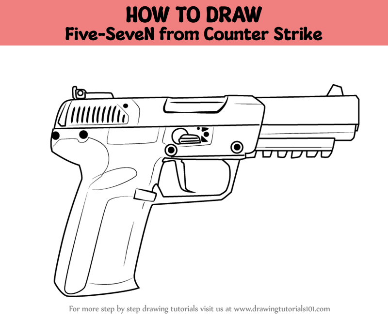 How to Draw Five-SeveN from Counter Strike (Counter Strike) Step by ...