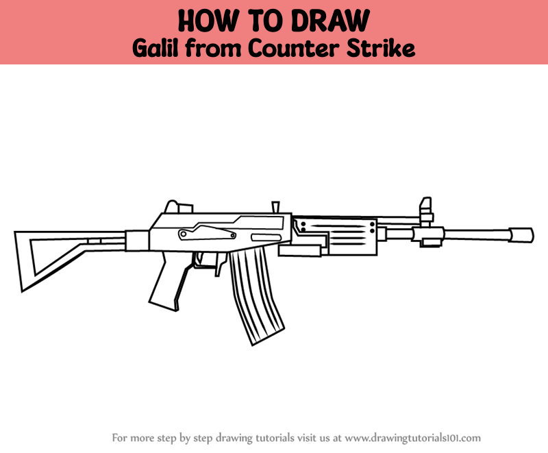 How to Draw Galil from Counter Strike (Counter Strike) Step by Step ...