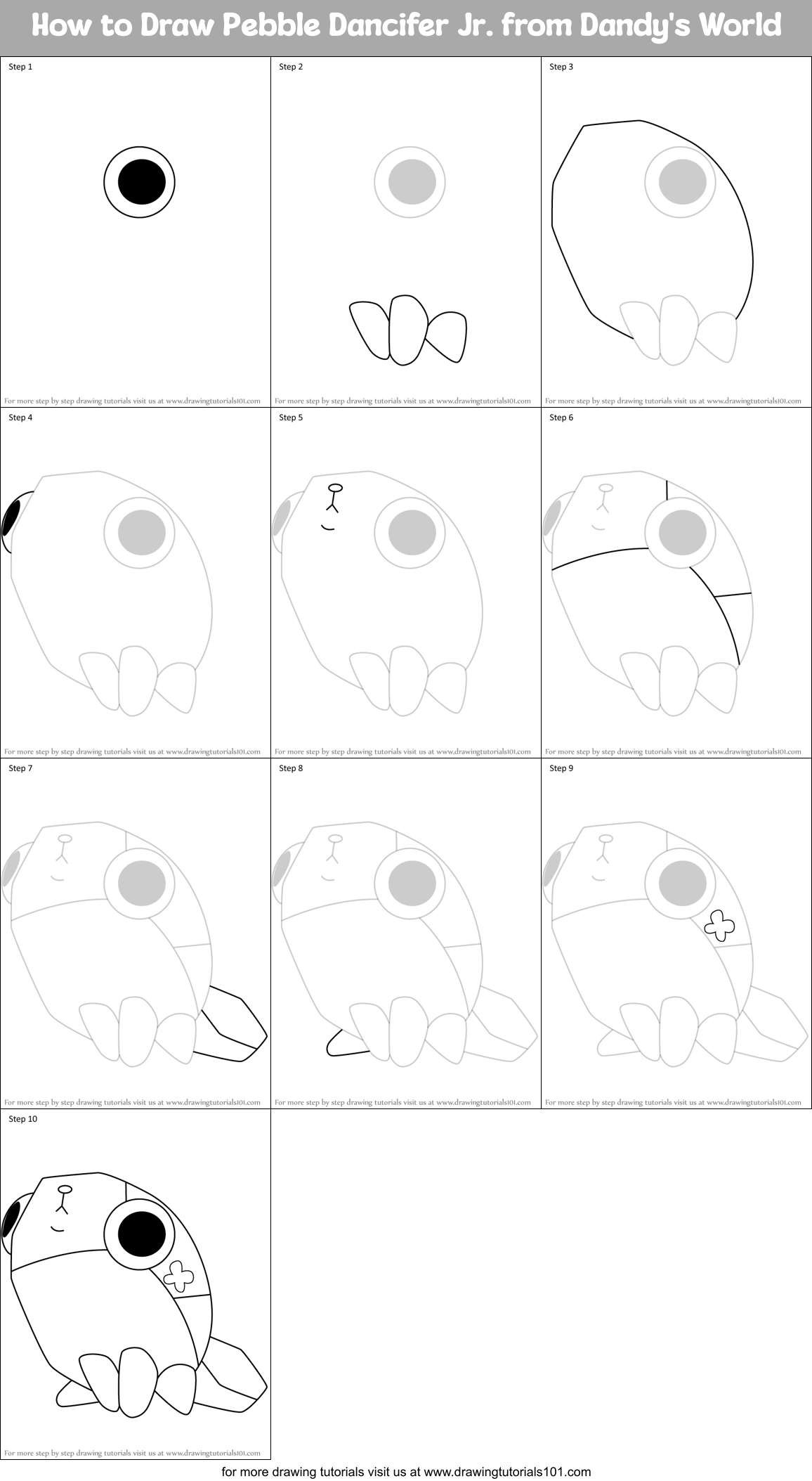 How to Draw Pebble Dancifer Jr. from Dandy's World (Dandy's World) Step ...