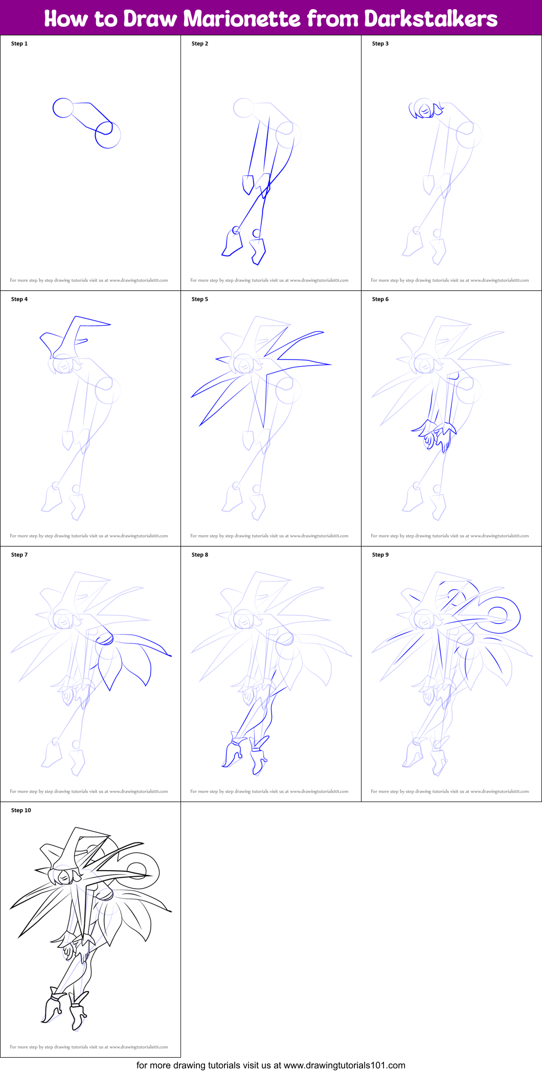 How to Draw Marionette from Darkstalkers (Darkstalkers) Step by Step ...