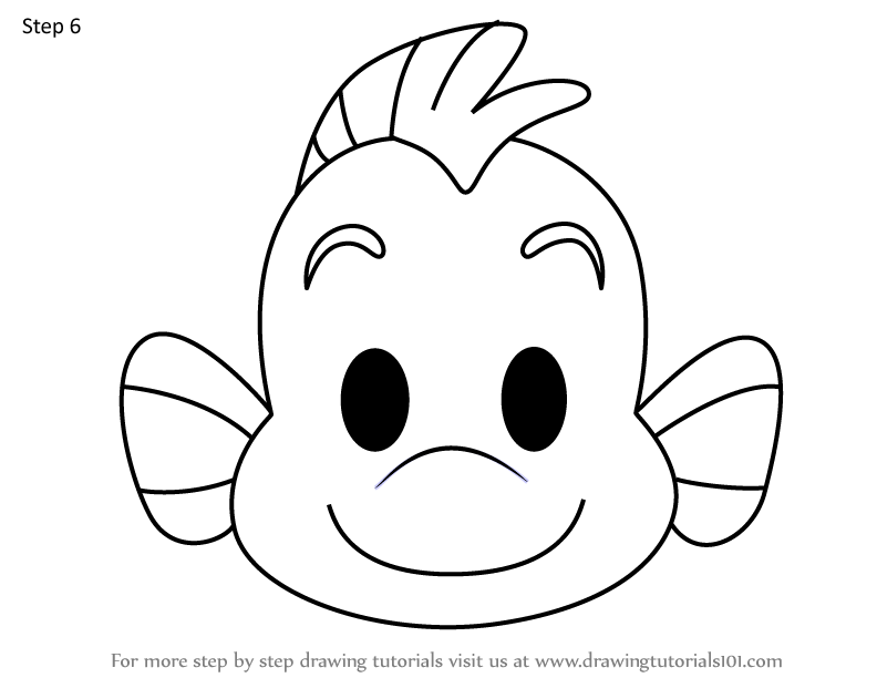 Flounder Fish Drawing Easy