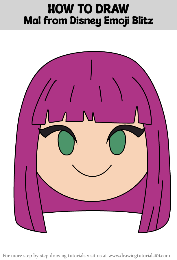 How to Draw Mal from Disney Emoji Blitz (Disney Emoji Blitz) Step by ...