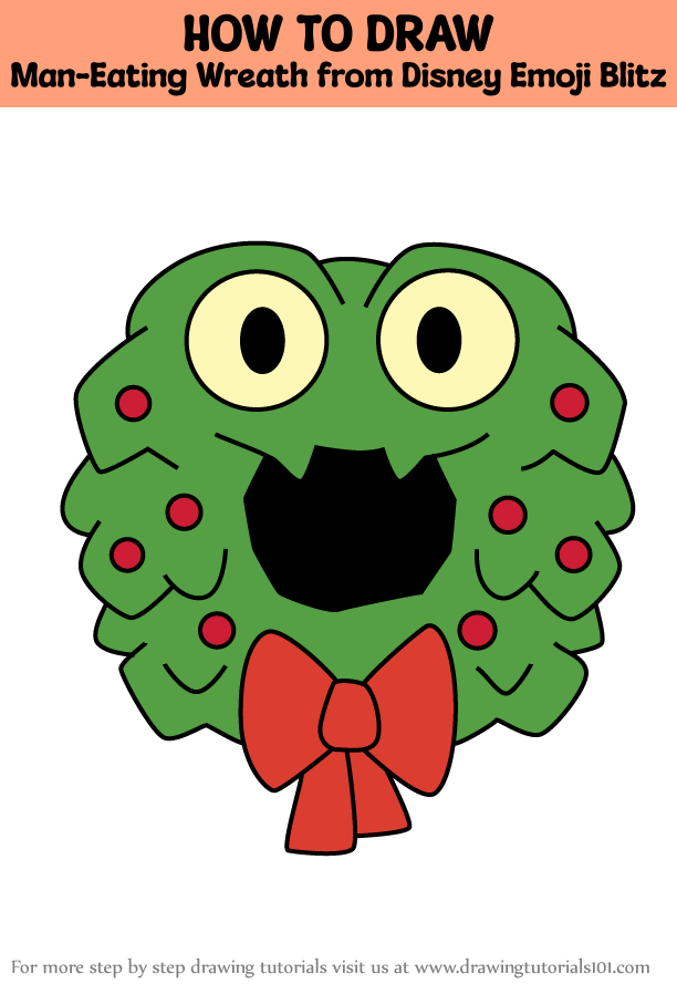 How to Draw Man-Eating Wreath from Disney Emoji Blitz (Disney Emoji ...