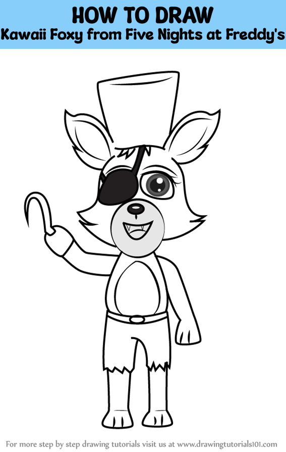 How to Draw Kawaii Foxy from Five Nights at Freddy's (Five Nights at ...