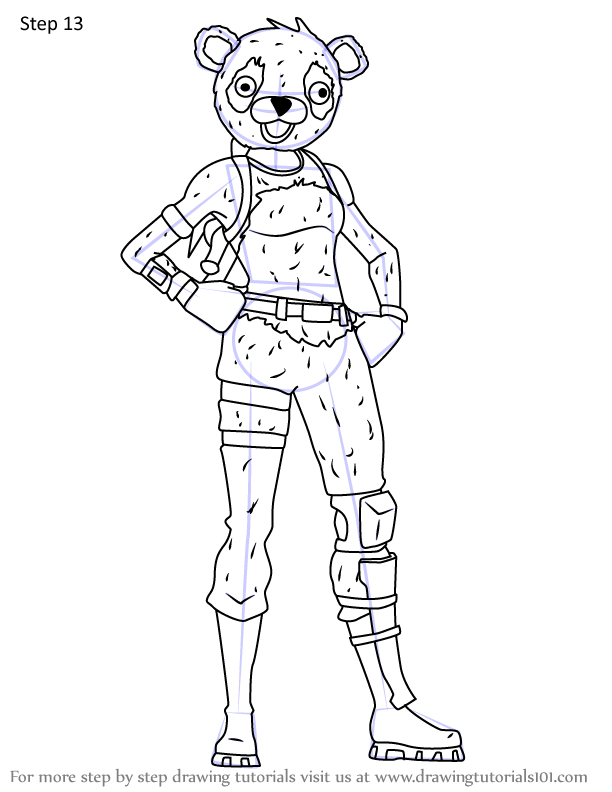 How to Draw P.A.N.D.A. Team Leader from Fortnite (Fortnite) Step by ...