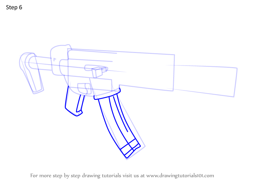 How to Draw Suppressed Submachine Gun from Fortnite (Fortnite) Step by ...