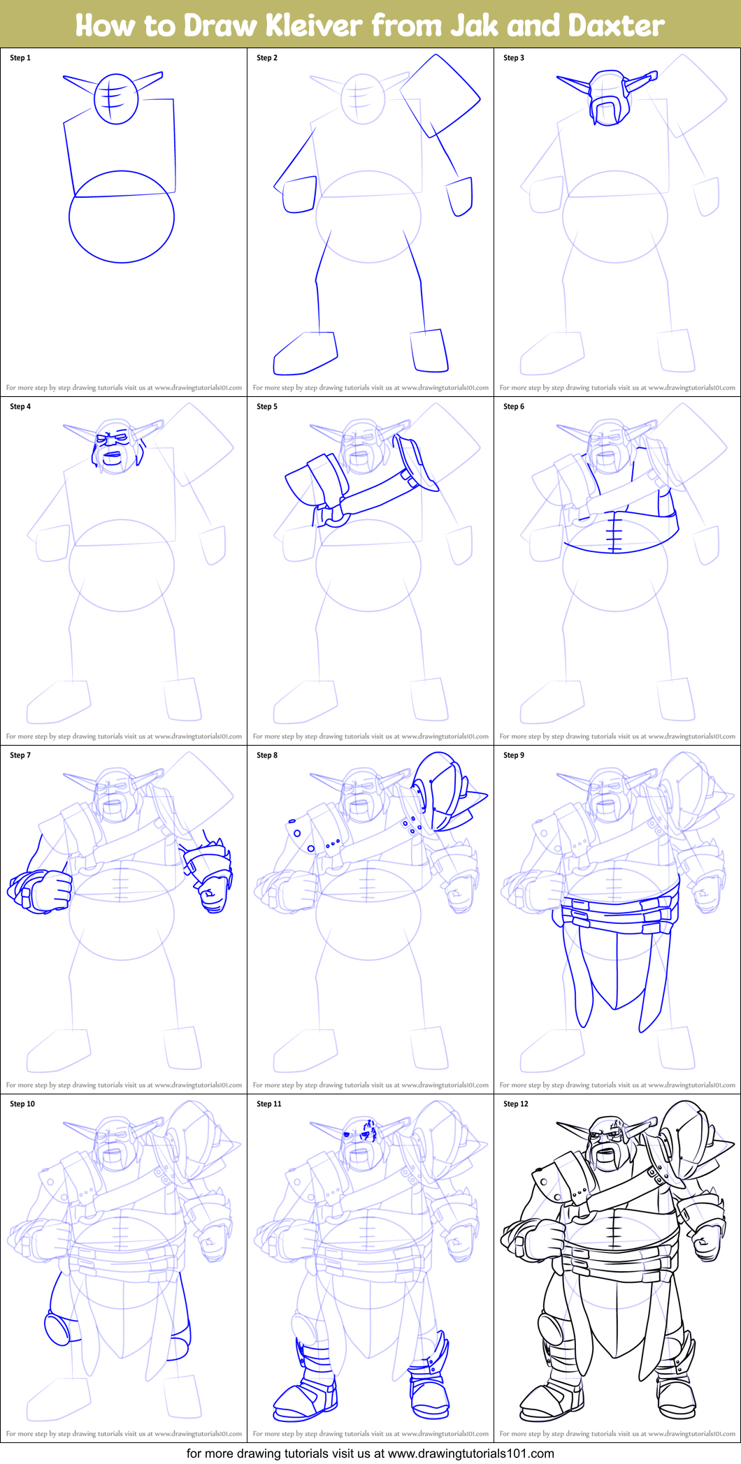 How to Draw Kleiver from Jak and Daxter (Jak and Daxter) Step by Step ...