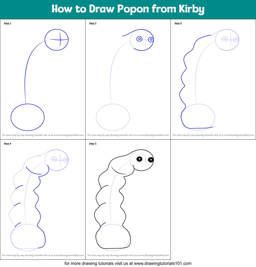 How to Draw Popon from Kirby (Kirby) Step by Step | DrawingTutorials101.com