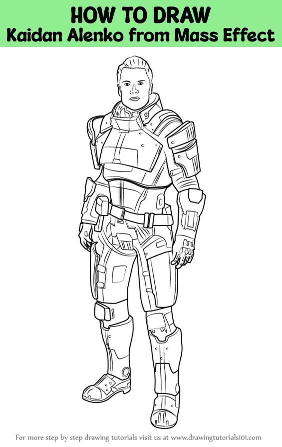 How to Draw Kaidan Alenko from Mass Effect (Mass Effect) Step by Step ...