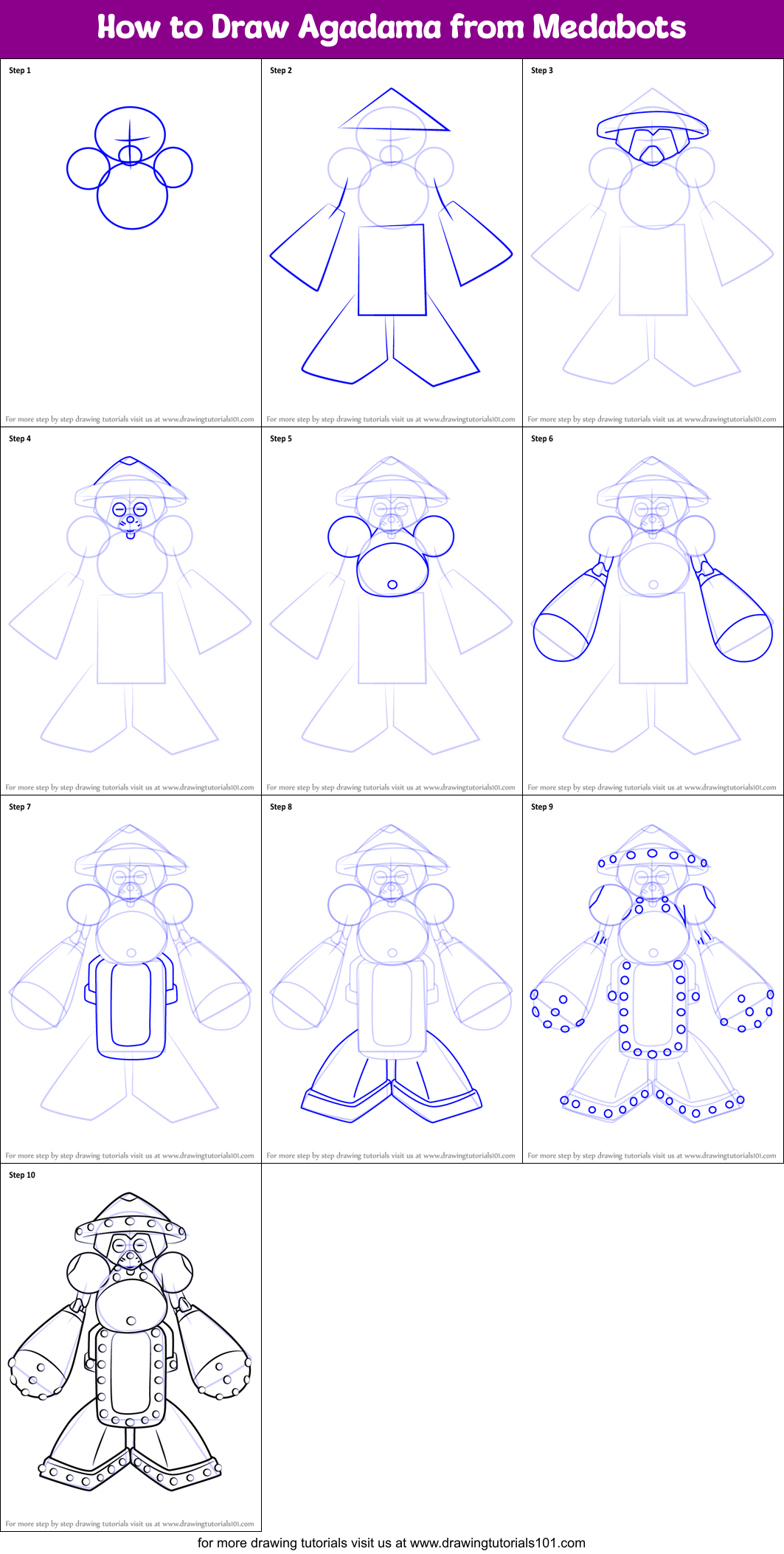 How to Draw Agadama from Medabots (Medabots) Step by Step ...