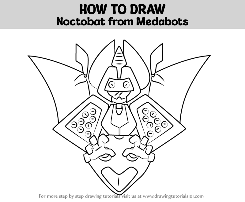How to Draw Noctobat from Medabots (Medabots) Step by Step ...