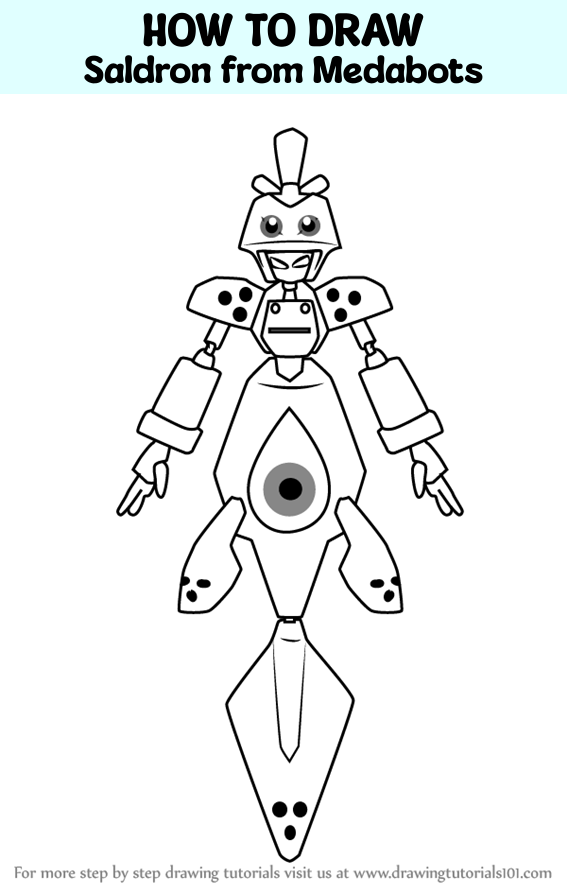 How to Draw Saldron from Medabots (Medabots) Step by Step ...
