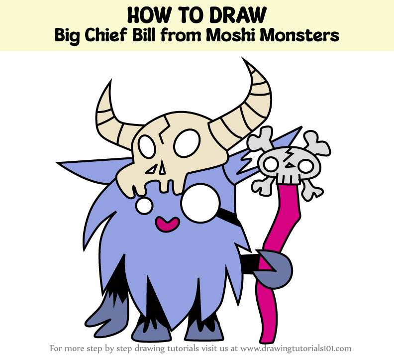 How to Draw Big Chief Bill from Moshi Monsters (Moshi Monsters) Step by ...