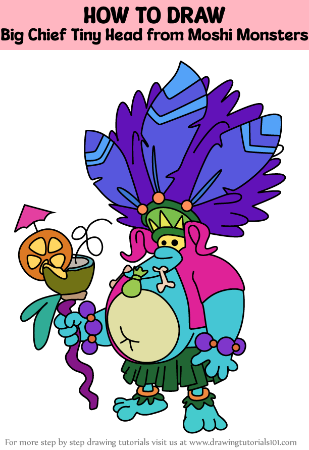 How to Draw Big Chief Tiny Head from Moshi Monsters (Moshi Monsters ...