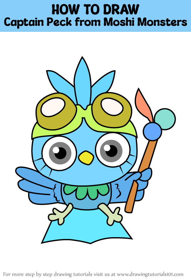 How to Draw Captain Peck from Moshi Monsters (Moshi Monsters) Step by ...