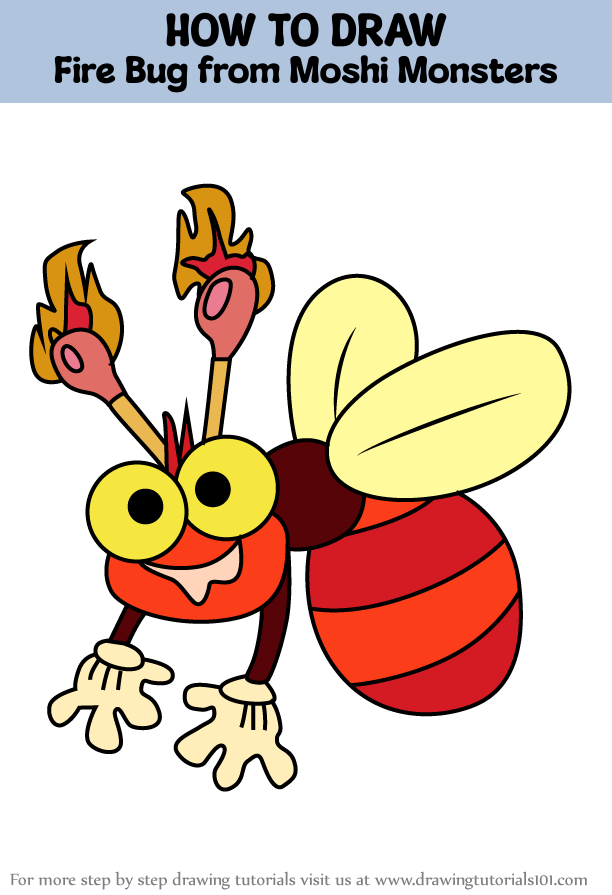 How to Draw Fire Bug from Moshi Monsters (Moshi Monsters) Step by Step ...