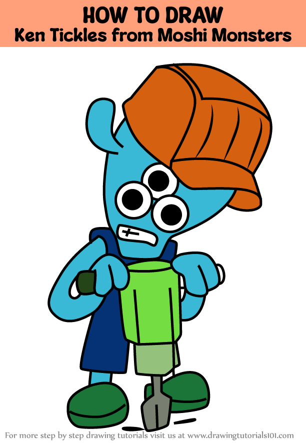 How to Draw Ken Tickles from Moshi Monsters (Moshi Monsters) Step by ...