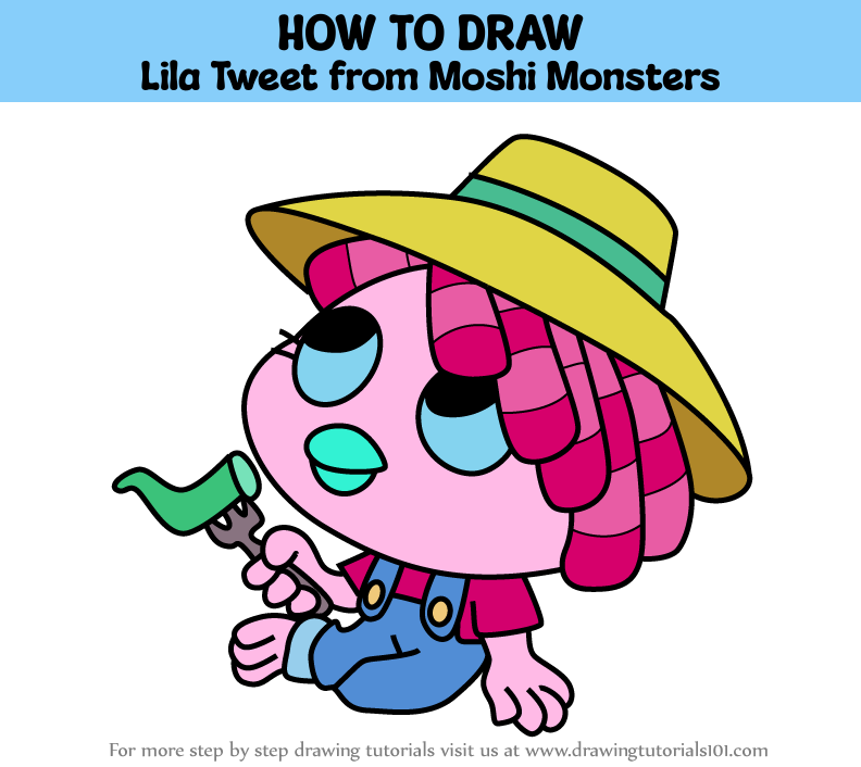 How to Draw Lila Tweet from Moshi Monsters (Moshi Monsters) Step by ...