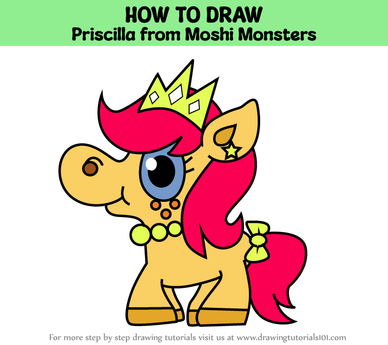 How to Draw Priscilla from Moshi Monsters (Moshi Monsters) Step by Step ...