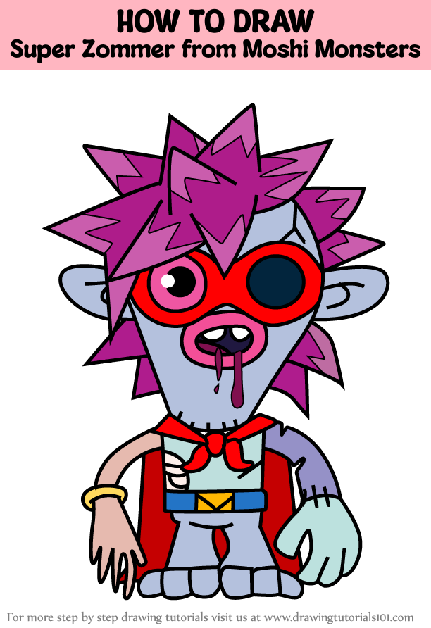 How to Draw Super Zommer from Moshi Monsters (Moshi Monsters) Step by ...