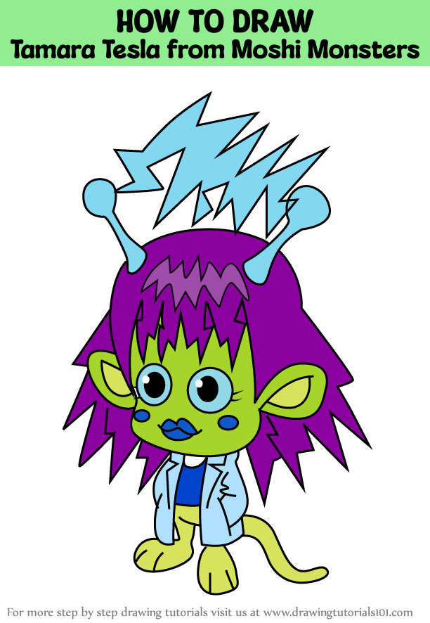 How to Draw Tamara Tesla from Moshi Monsters (Moshi Monsters) Step by ...