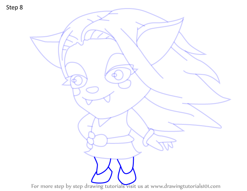 How to Draw Tyra Fangs from Moshi Monsters (Moshi Monsters) Step by ...