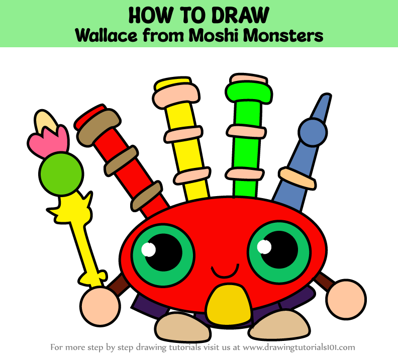 How to Draw Wallace from Moshi Monsters (Moshi Monsters) Step by Step ...