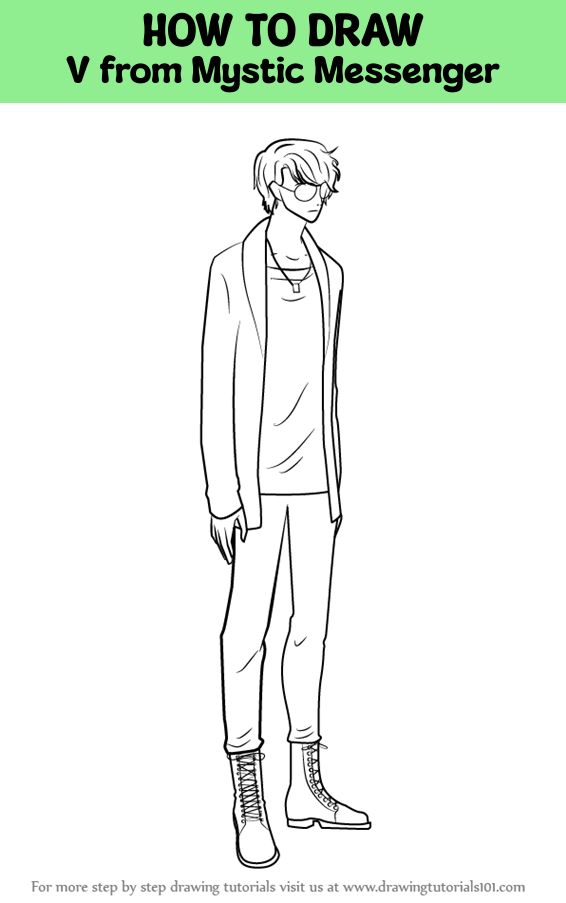 How to Draw V from Mystic Messenger (Mystic Messenger) Step by Step ...