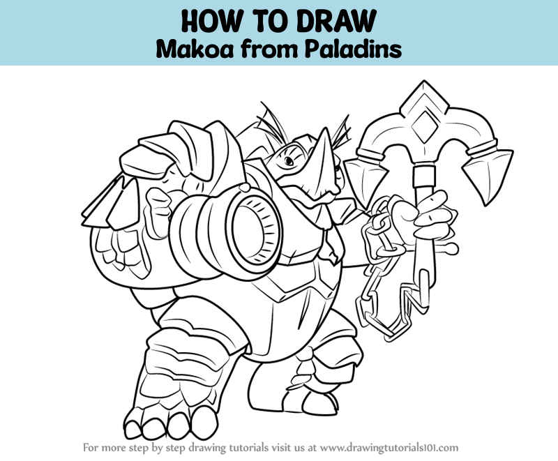 How to Draw Makoa from Paladins (Paladins) Step by Step ...