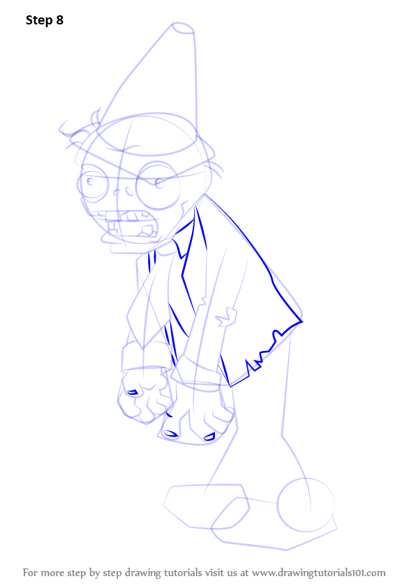 How to Draw Conehead Zombie from Plants vs. Zombies (Plants vs. Zombies ...
