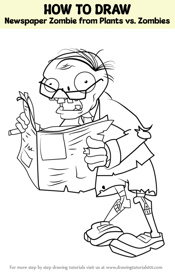 How to Draw Newspaper Zombie from Plants vs. Zombies (Plants vs ...