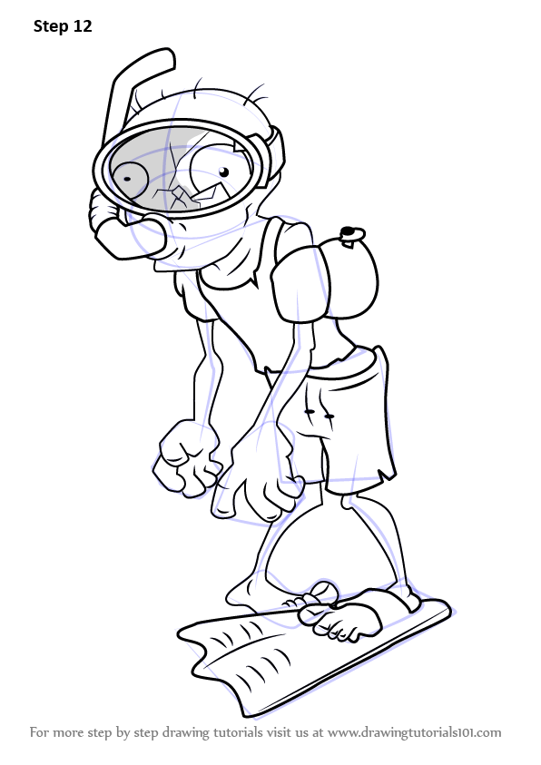 How to Draw Snorkel Zombie from Plants vs. Zombies (Plants vs. Zombies ...