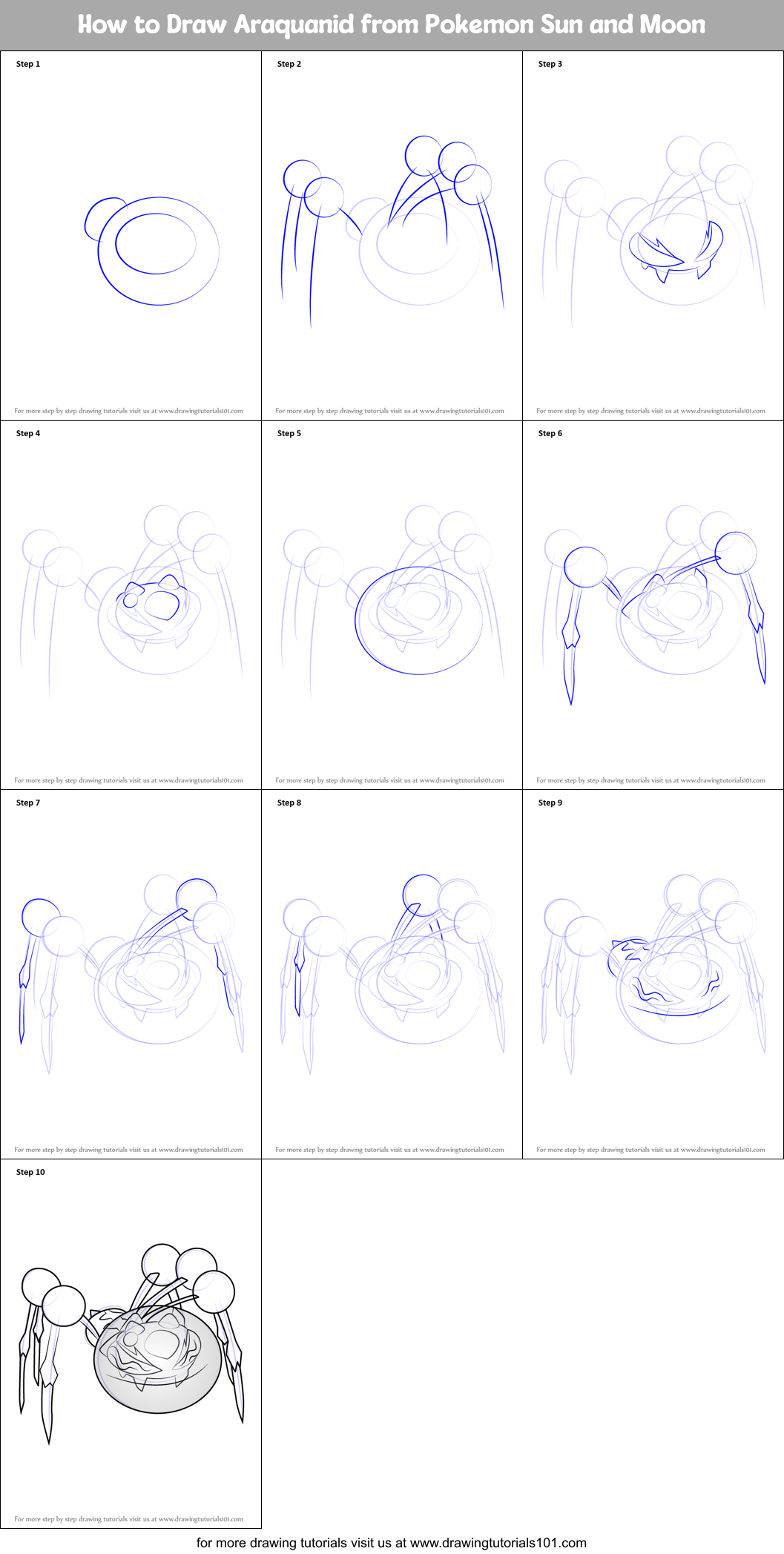 How to Draw Araquanid from Pokemon Sun and Moon (Pokémon Sun and Moon ...