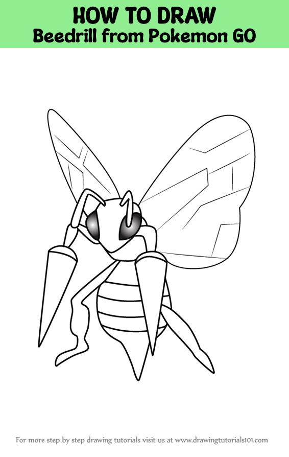 How to Draw Beedrill from Pokemon GO (Pokemon GO) Step by Step | DrawingTutorials101.com