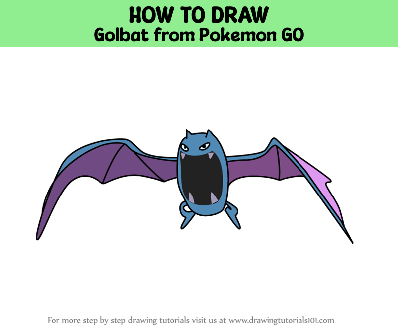 How to Draw Golbat from Pokemon GO (Pokemon GO) Step by Step | DrawingTutorials101.com