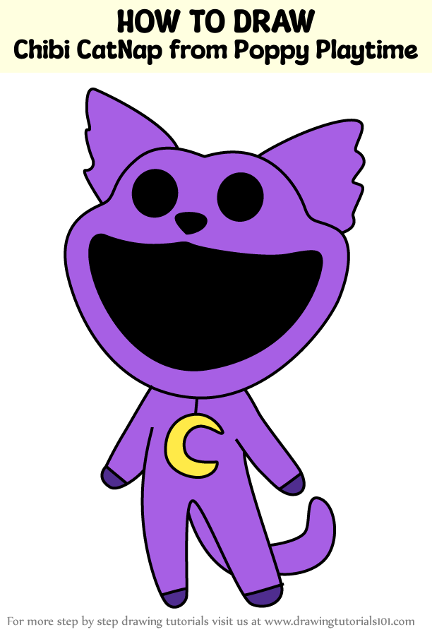 How to Draw Chibi CatNap from Poppy Playtime (Poppy Playtime) Step by Step | DrawingTutorials101.com