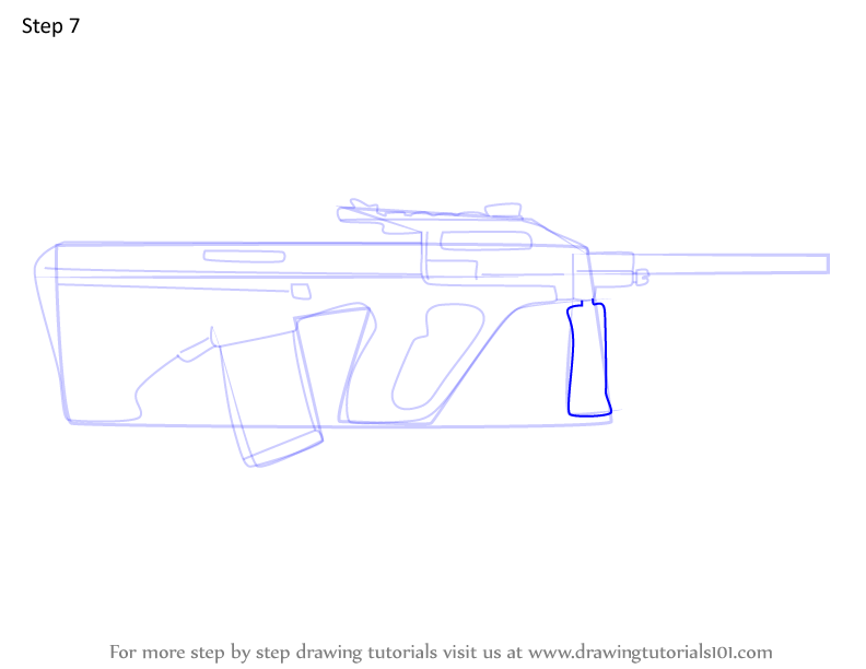 How to Draw AUG A2 AR from Rainbow Six Siege (Rainbow Six Siege) Step ...