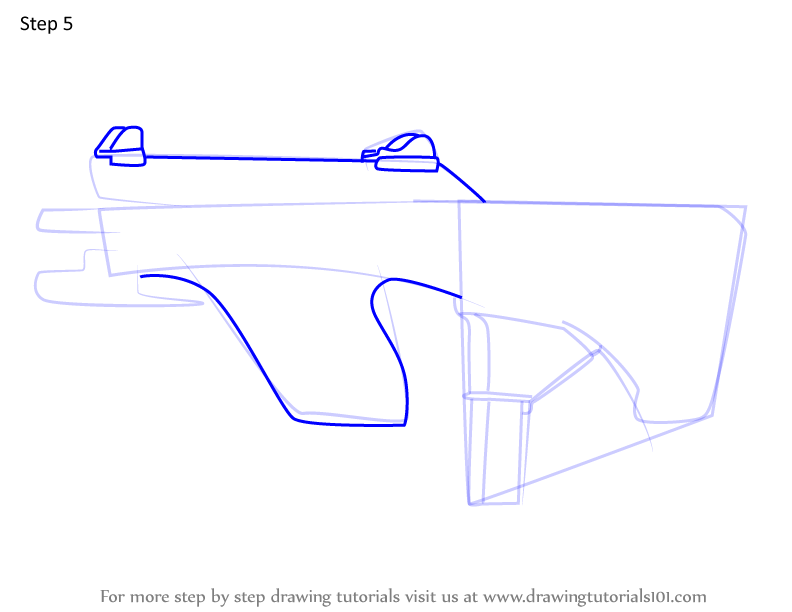 How to Draw AUG A3 SMG from Rainbow Six Siege (Rainbow Six Siege) Step ...