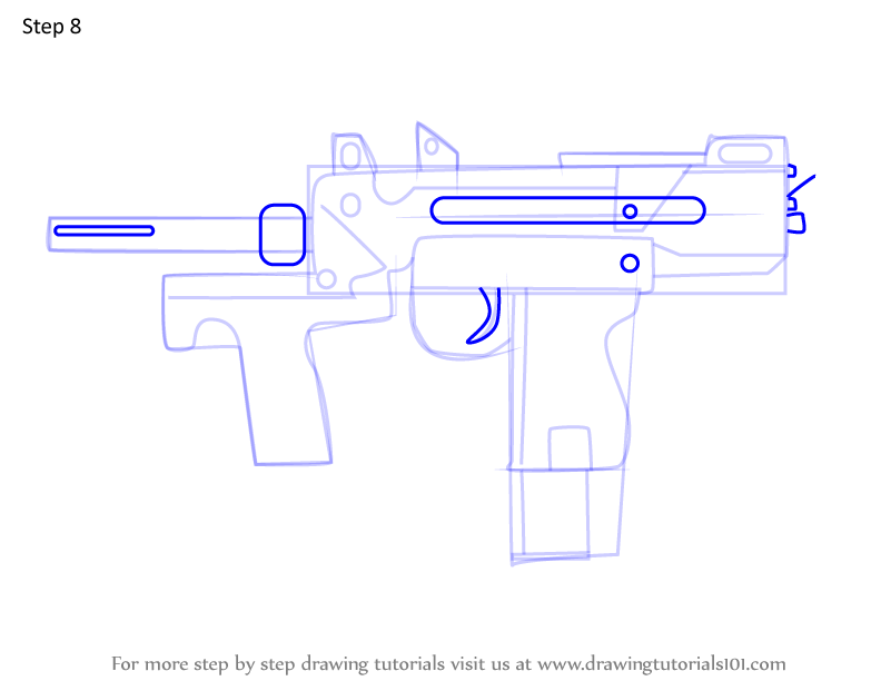 How To Draw A Uzi Gun Step By Step