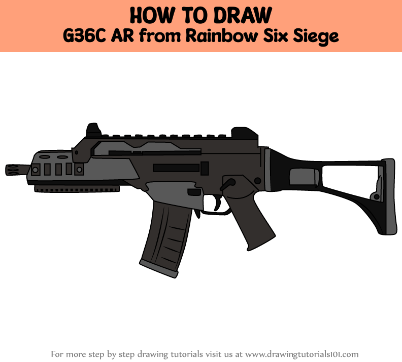 How to Draw G36C AR from Rainbow Six Siege (Rainbow Six Siege) Step by ...