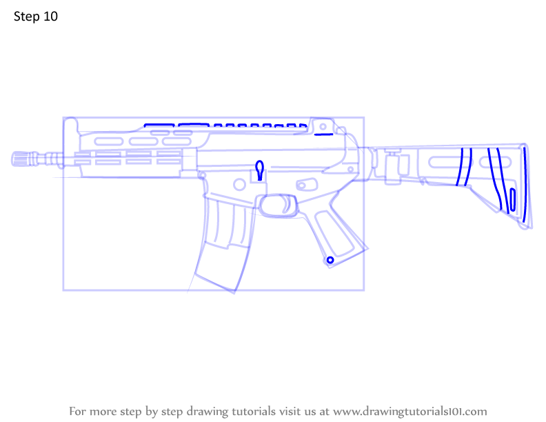 How to Draw K1A SMG from Rainbow Six Siege (Rainbow Six Siege) Step by ...