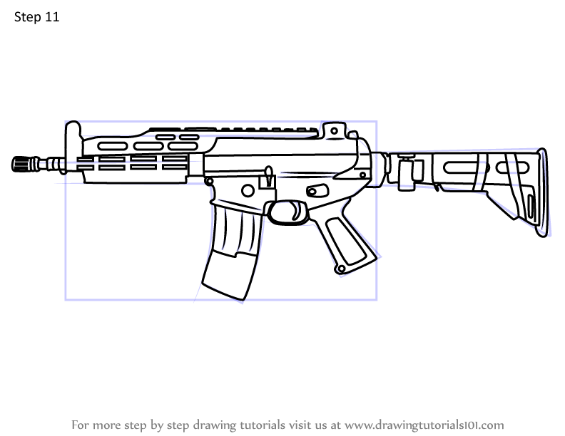 How to Draw K1A SMG from Rainbow Six Siege (Rainbow Six Siege) Step by ...