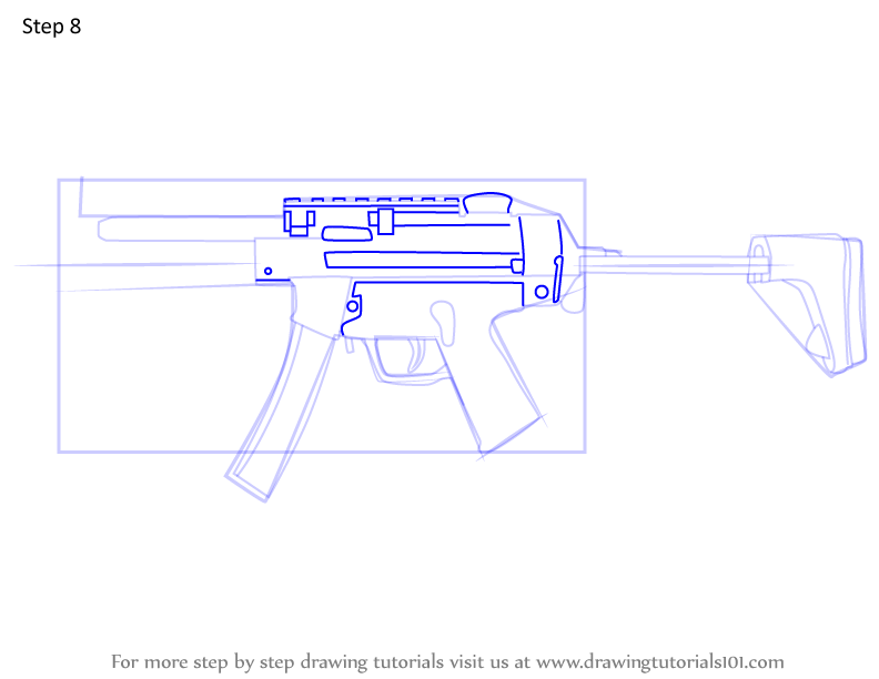 How to Draw MP5 SMG from Rainbow Six Siege (Rainbow Six Siege) Step by ...
