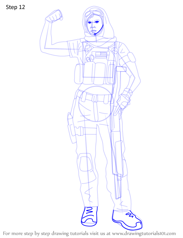 How to Draw Valkyrie from Rainbow Six Siege (Rainbow Six Siege) Step by ...