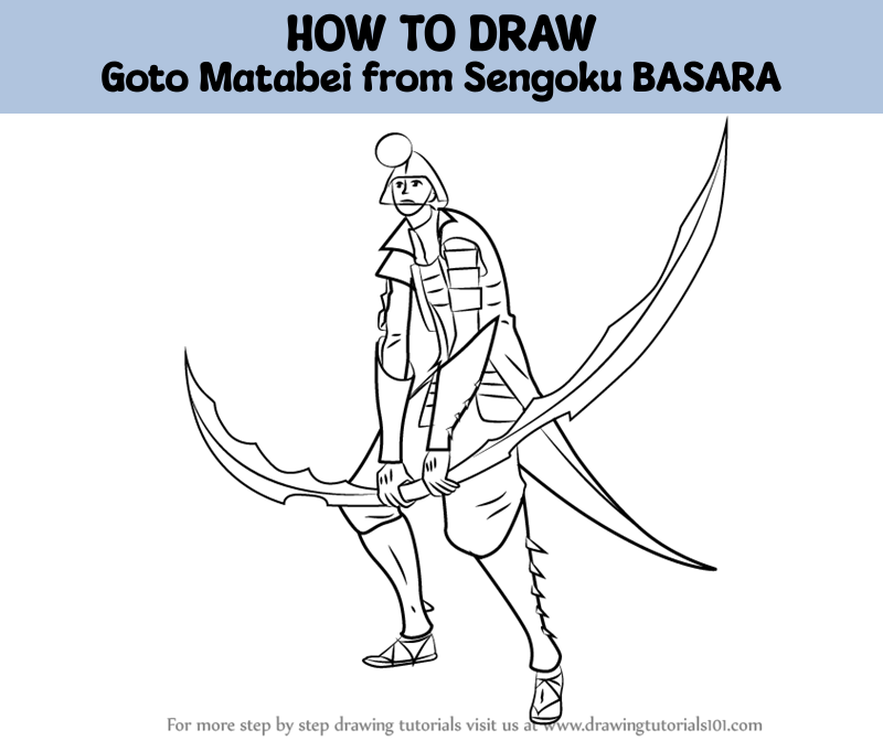 How to Draw Goto Matabei from Sengoku BASARA (Sengoku BASARA) Step by ...