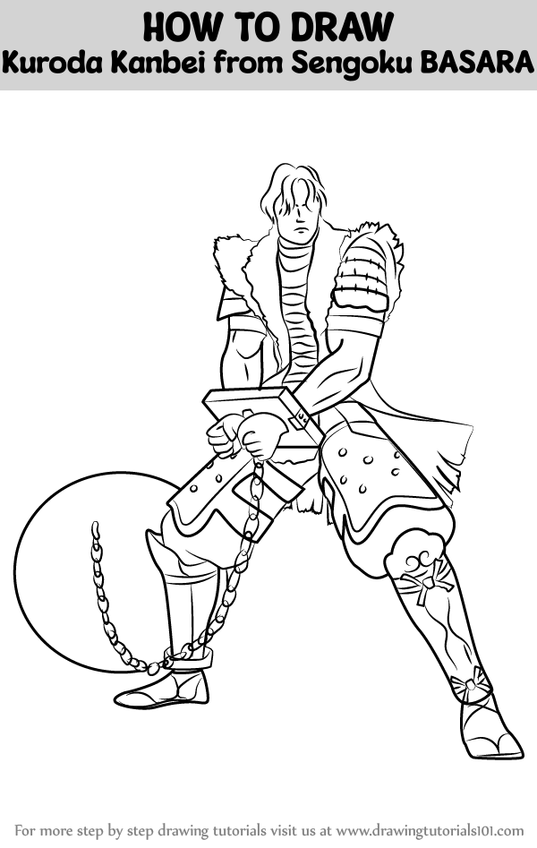 How to Draw Kuroda Kanbei from Sengoku BASARA (Sengoku BASARA) Step by ...