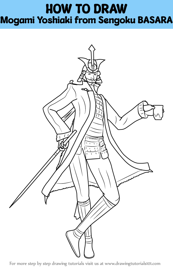 How to Draw Mogami Yoshiaki from Sengoku BASARA (Sengoku BASARA) Step ...