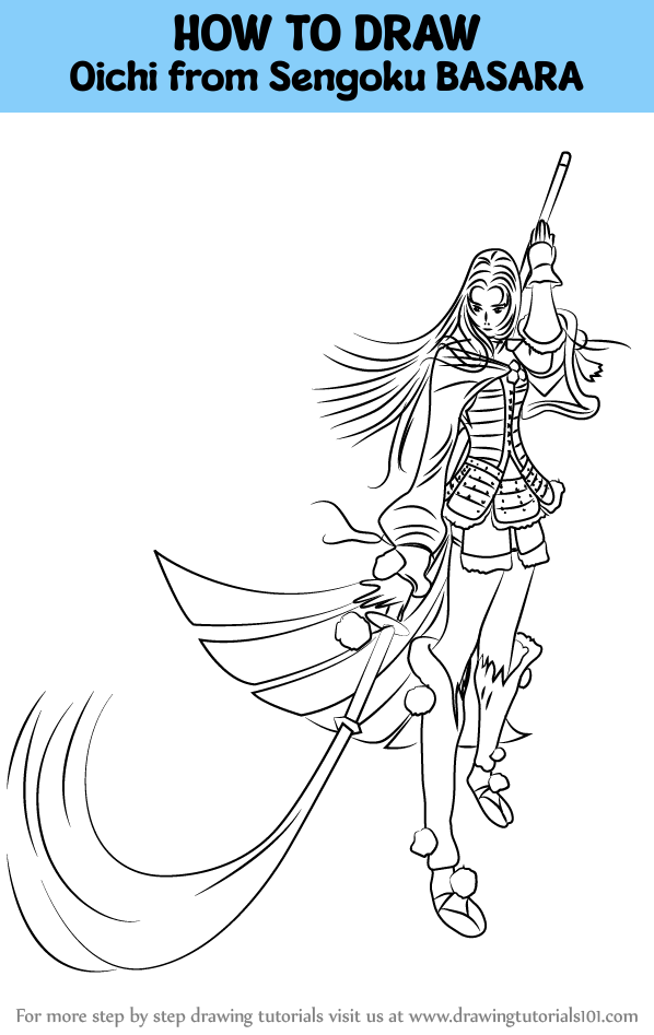 How to Draw Oichi from Sengoku BASARA (Sengoku BASARA) Step by Step ...