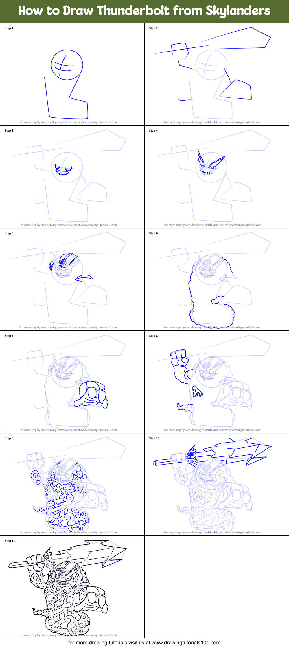 How to Draw Thunderbolt from Skylanders (Skylanders) Step by Step ...