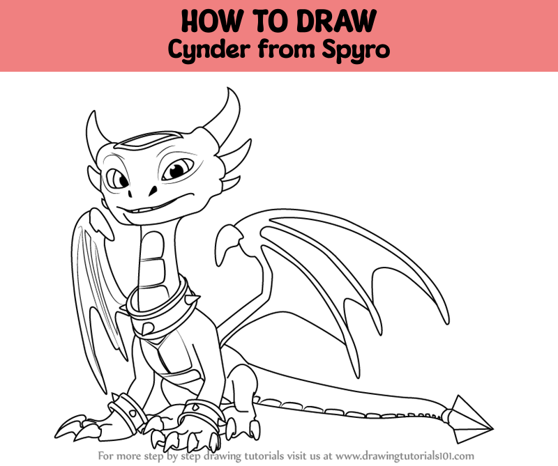 How to Draw Cynder from Spyro (Spyro) Step by Step | DrawingTutorials101.com